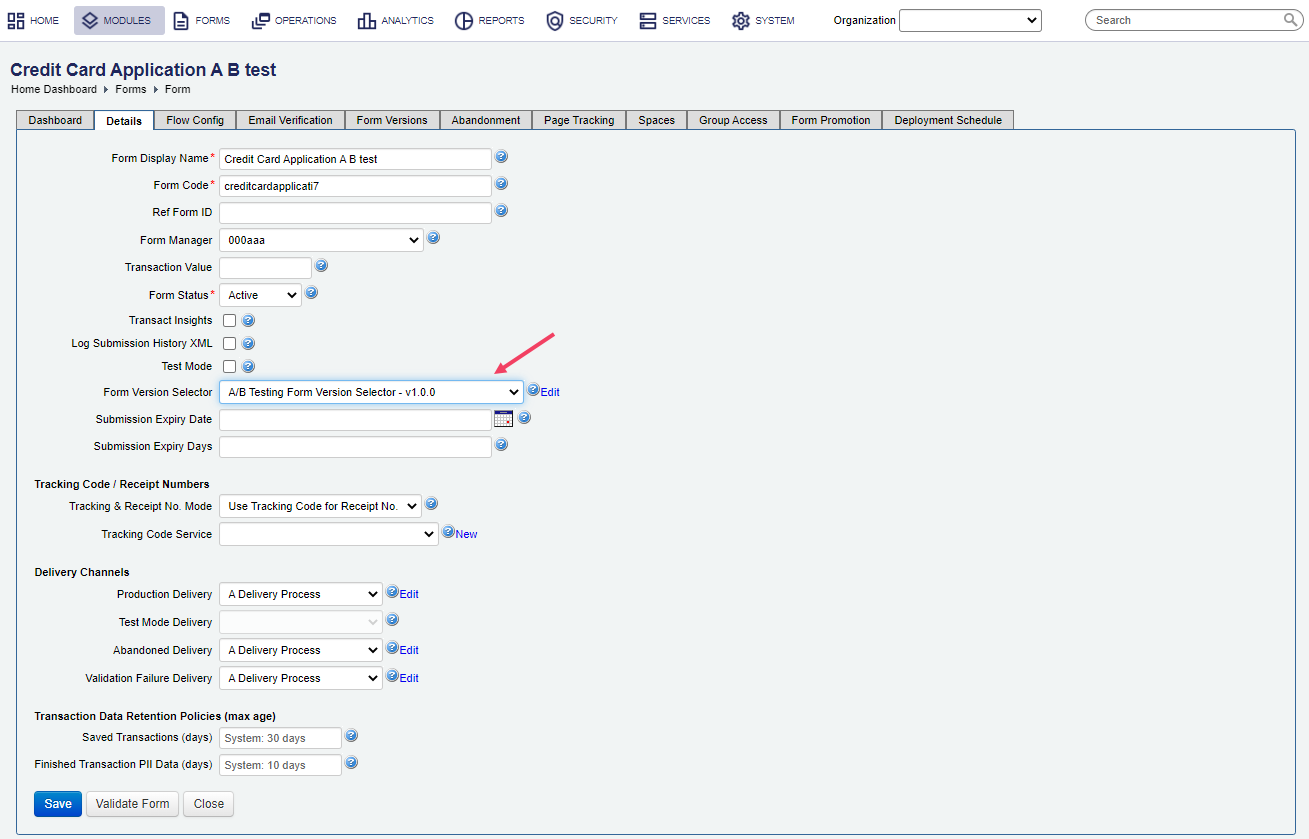 Configure Form A/B Testing