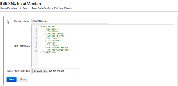 Form Input XML Prefill Mapping