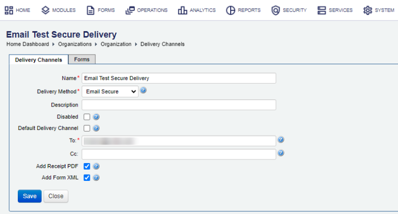 Create an Email Secure Delivery Channel