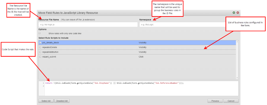 Move Rules to a JavaScript File