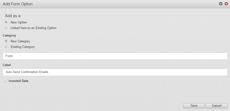 Setting Form Options for Extension Points