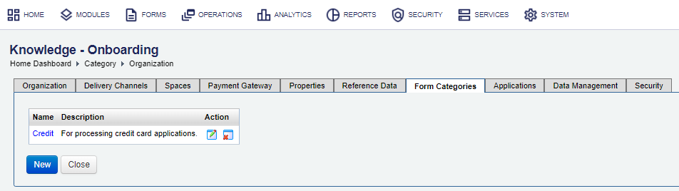 Configure Organization Form Categories