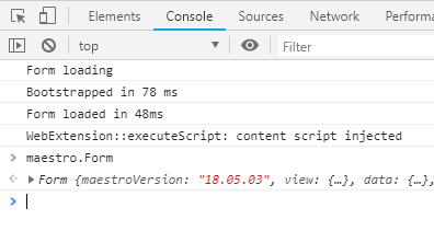 Debug Maestro Forms with Chrome DevTools