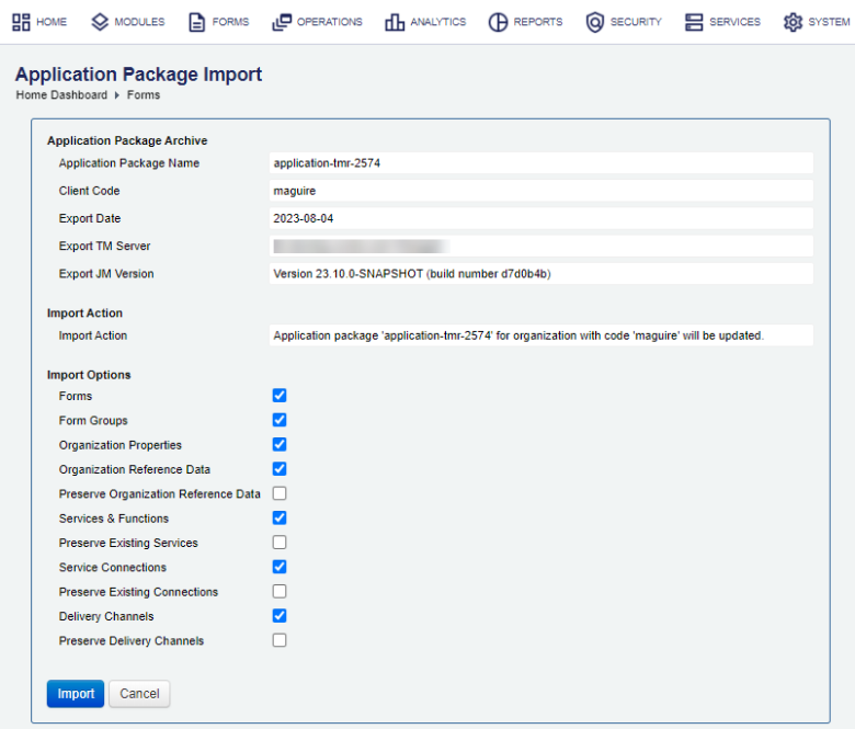 Import an Application Package