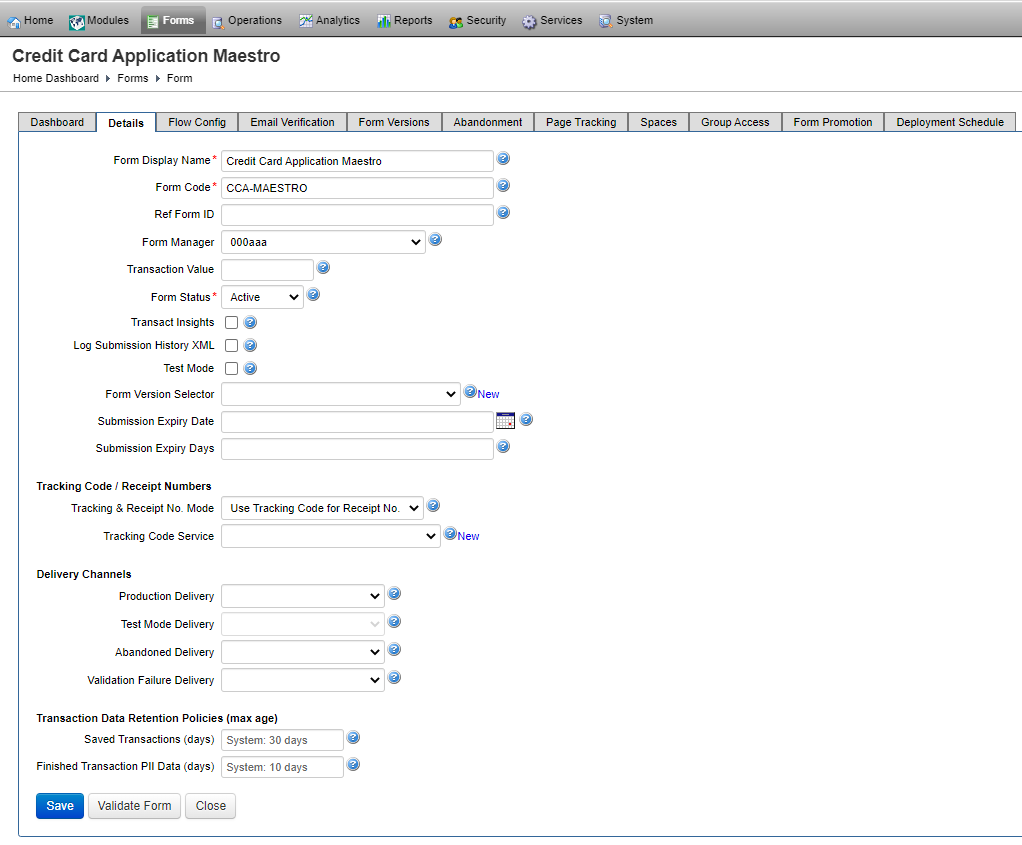 Configure Form Details