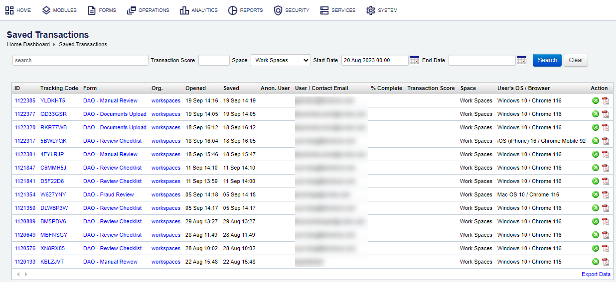 View Saved Transactions