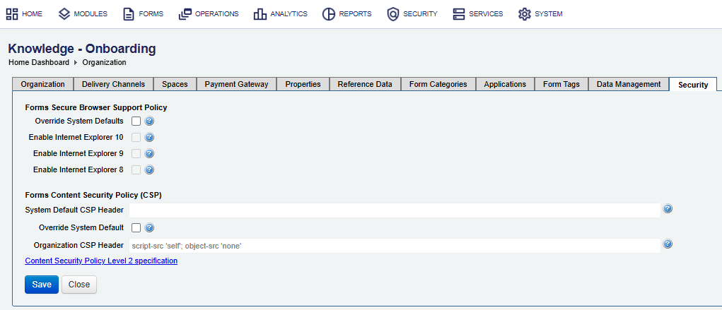 Configure Organization Security
