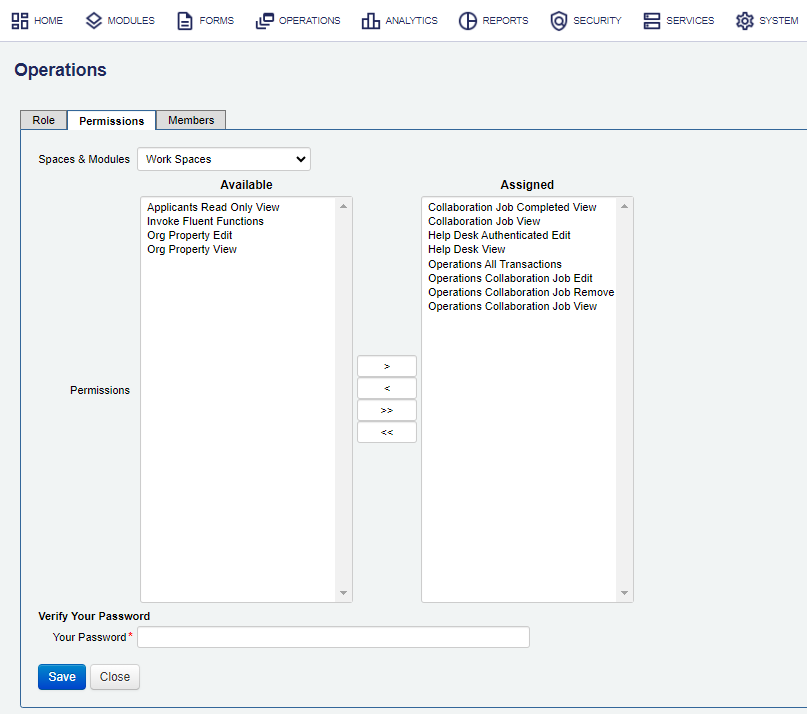 Assign Permissions to a Role