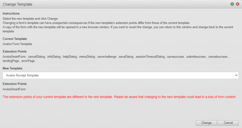 Change a Template of a Form