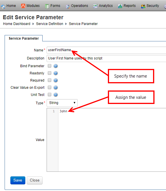 Configure Transact Function Parameters