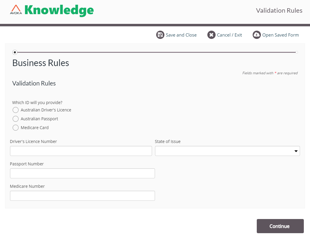Australian ID Validation Rule Example