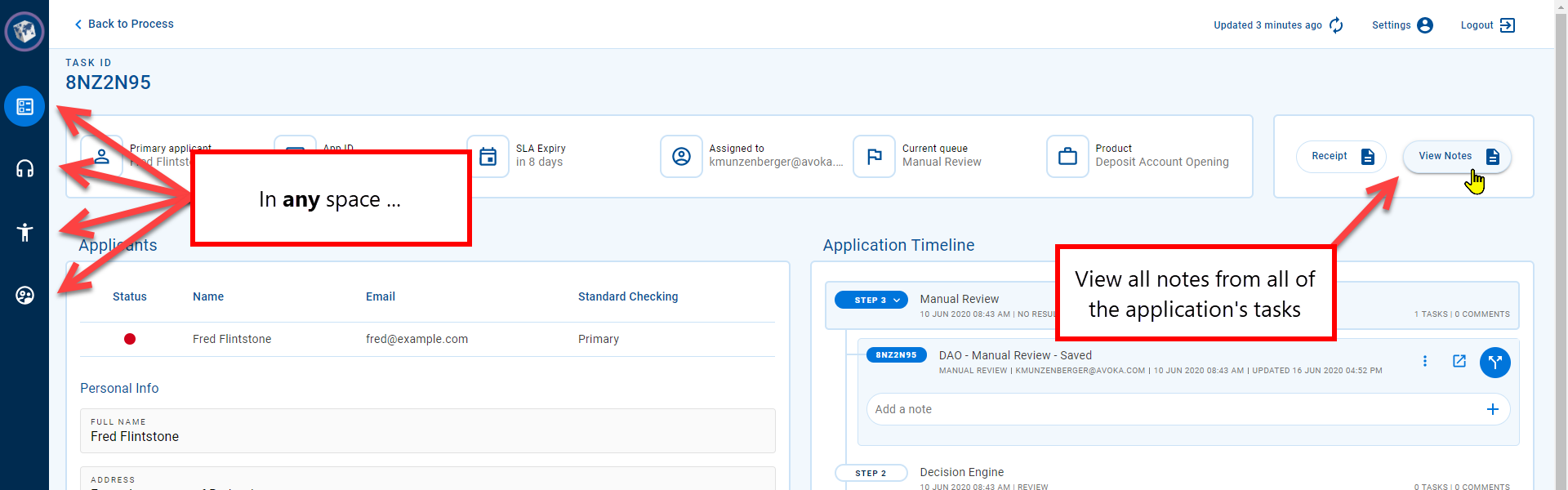 View Notes - View all Notes for an Application